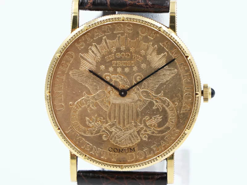 【RUM コルム】コインウォッチ 5514556 金無垢 KCO18YG/革 20＄モチーフ 手巻 メンズ 箱 保76088-2 | ブランド ...